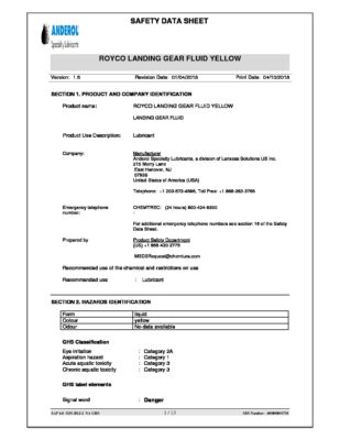 ROYCO LGF YELLOW SDS - Chemical.net
