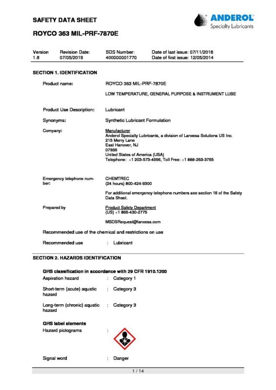 ROYCO363msds – Chemical.net