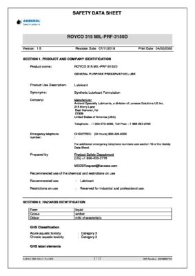 Royco315_SDS – Chemical.net