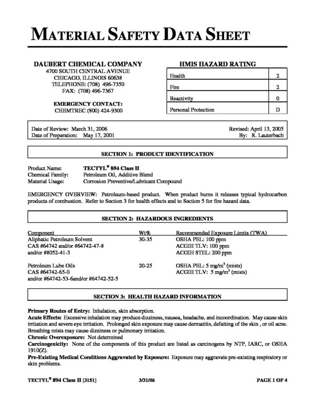 Tectyl894ClassII - Chemical.net