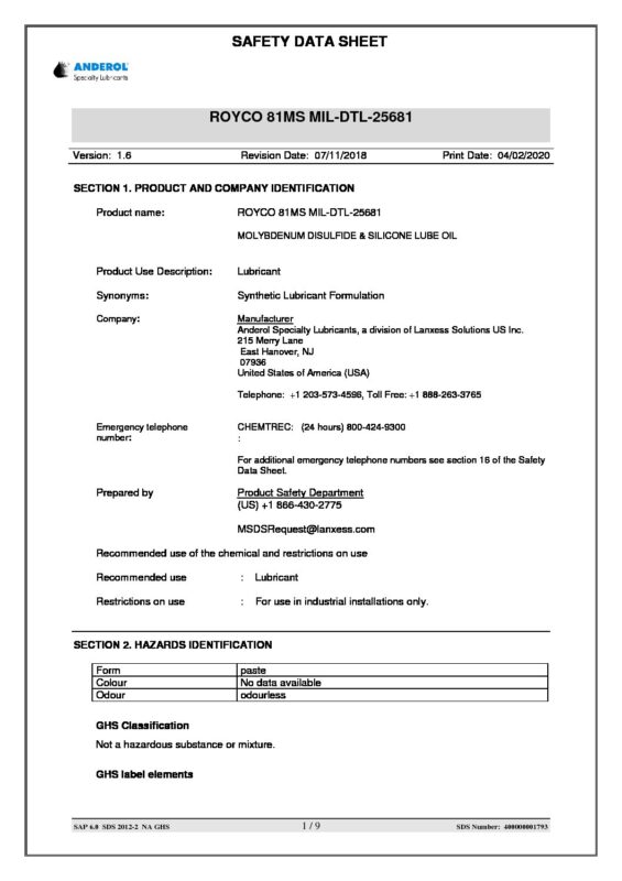 royco81msmsds - Chemical.net